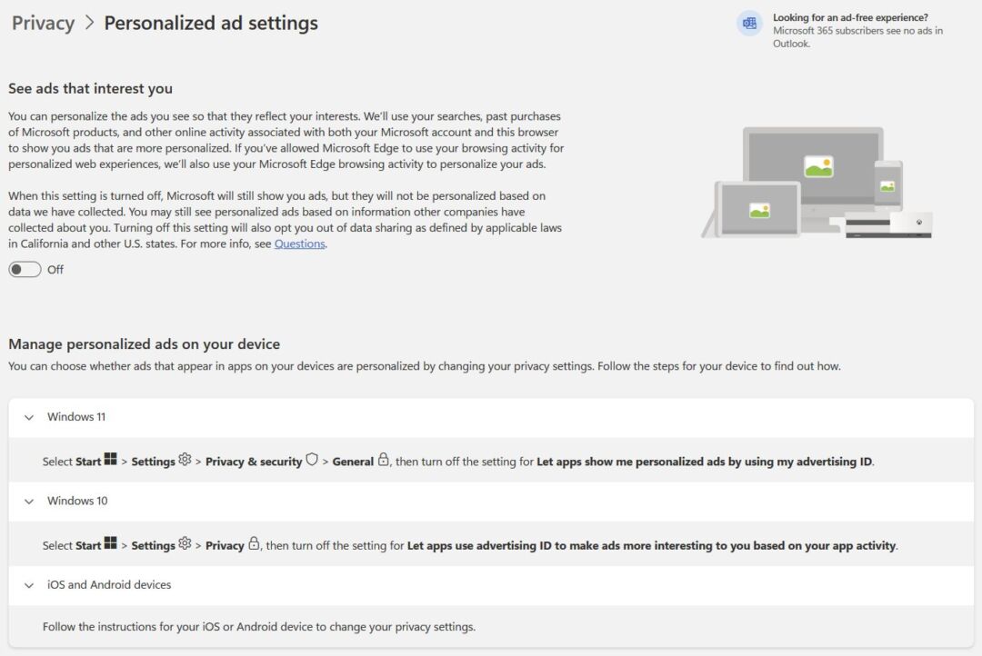 Microsoft Privacy Dashboard: only a bit useful